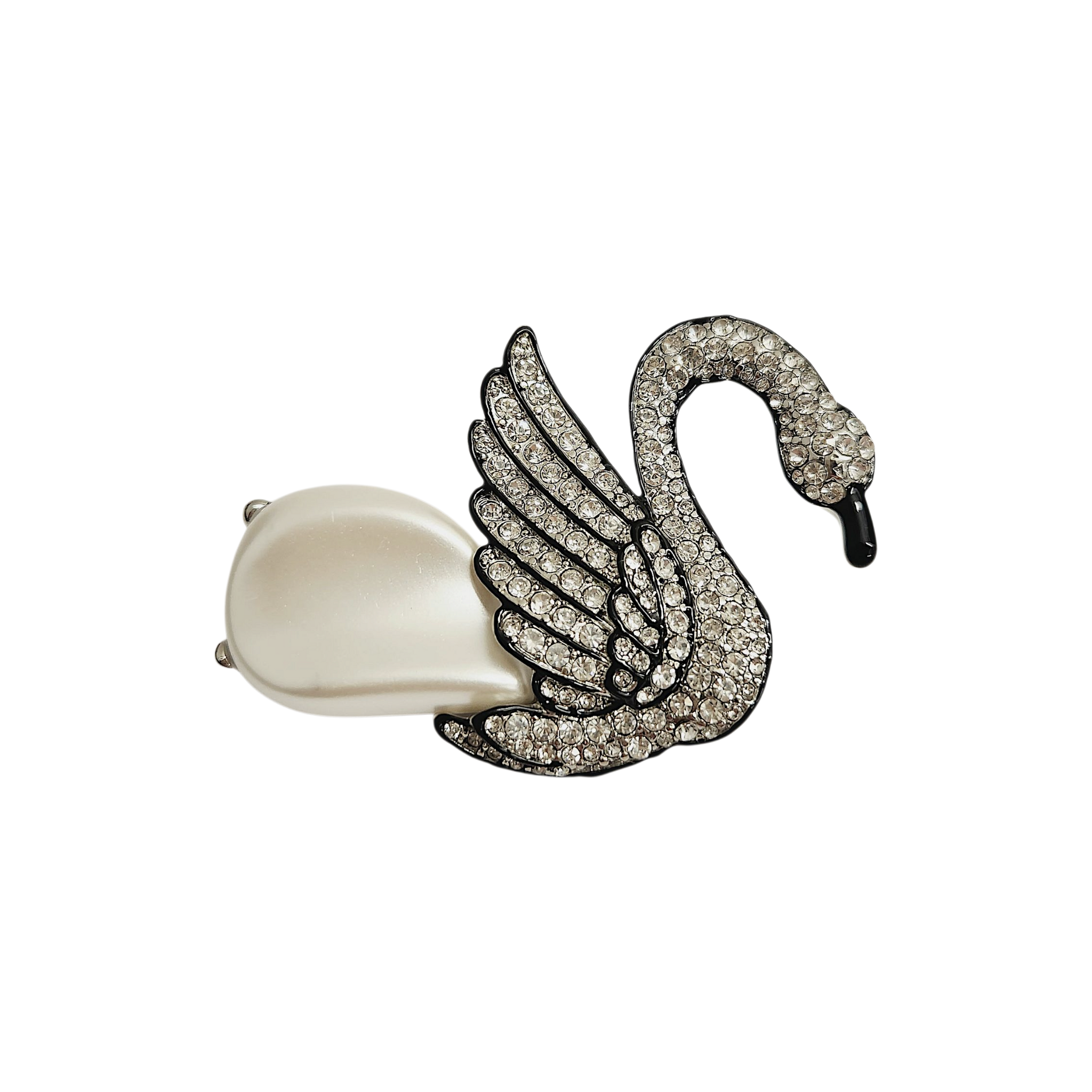 Silver and Crystal Swan Pin