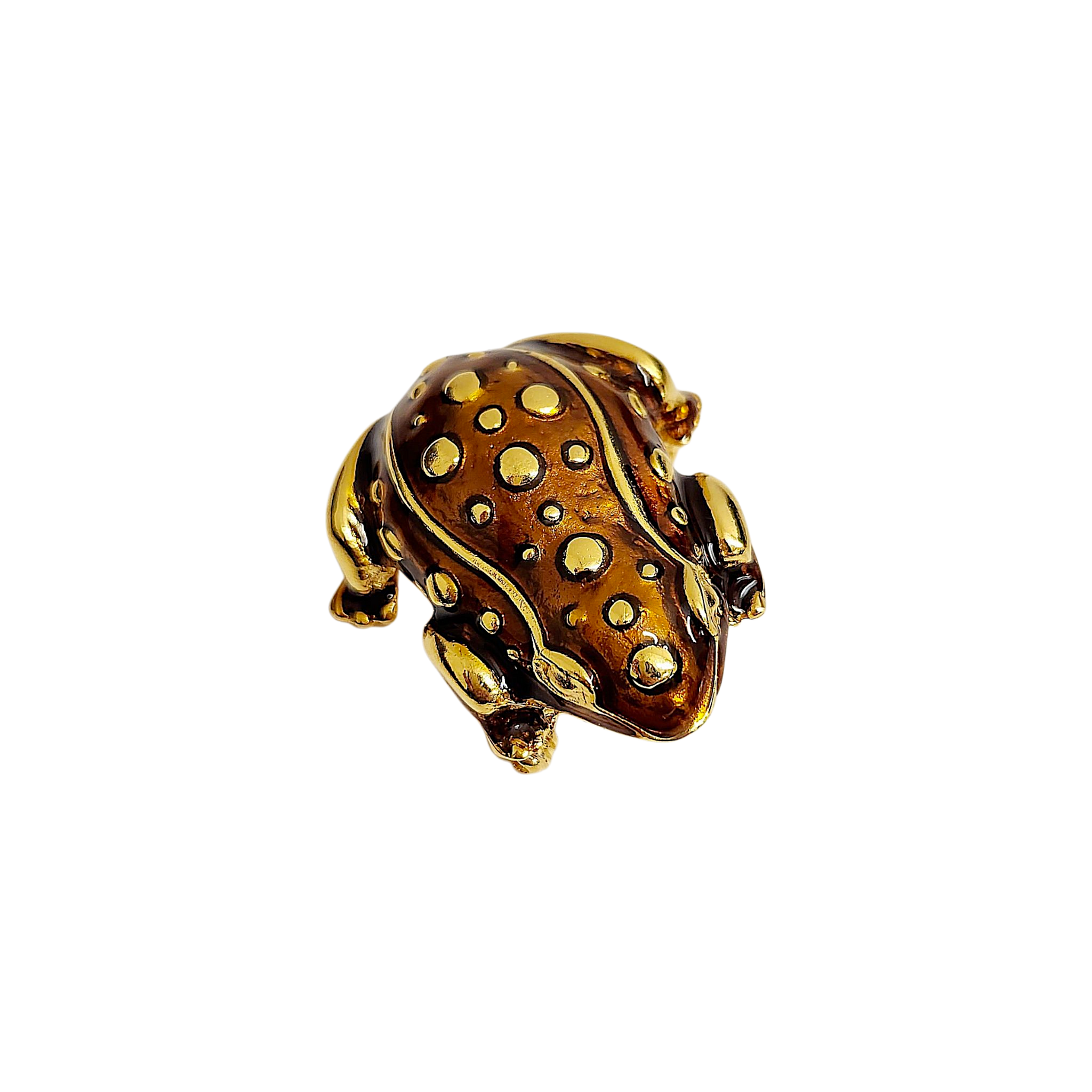 Brown Enamel Frog Pin