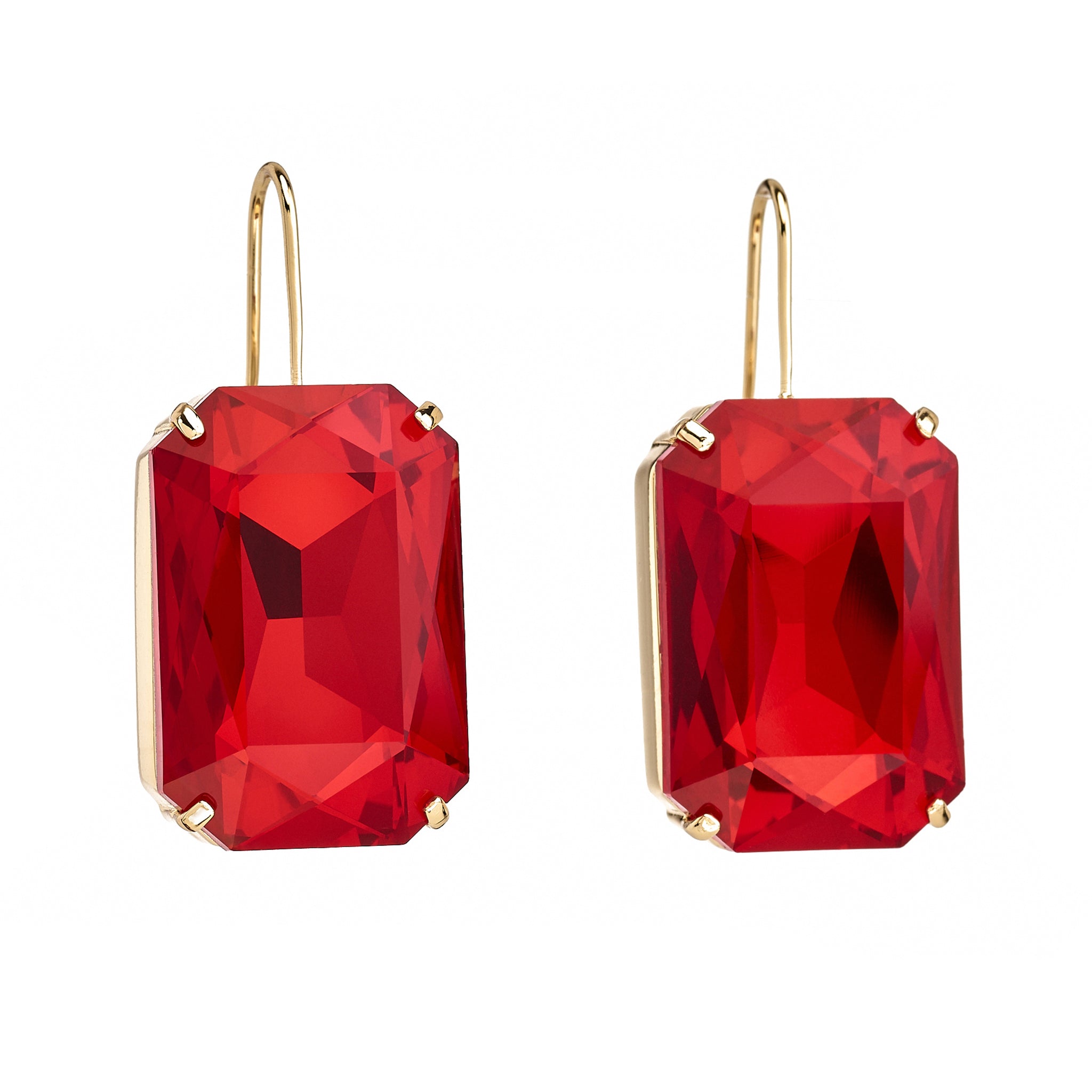 Ruby Octagon Fishhook Earring