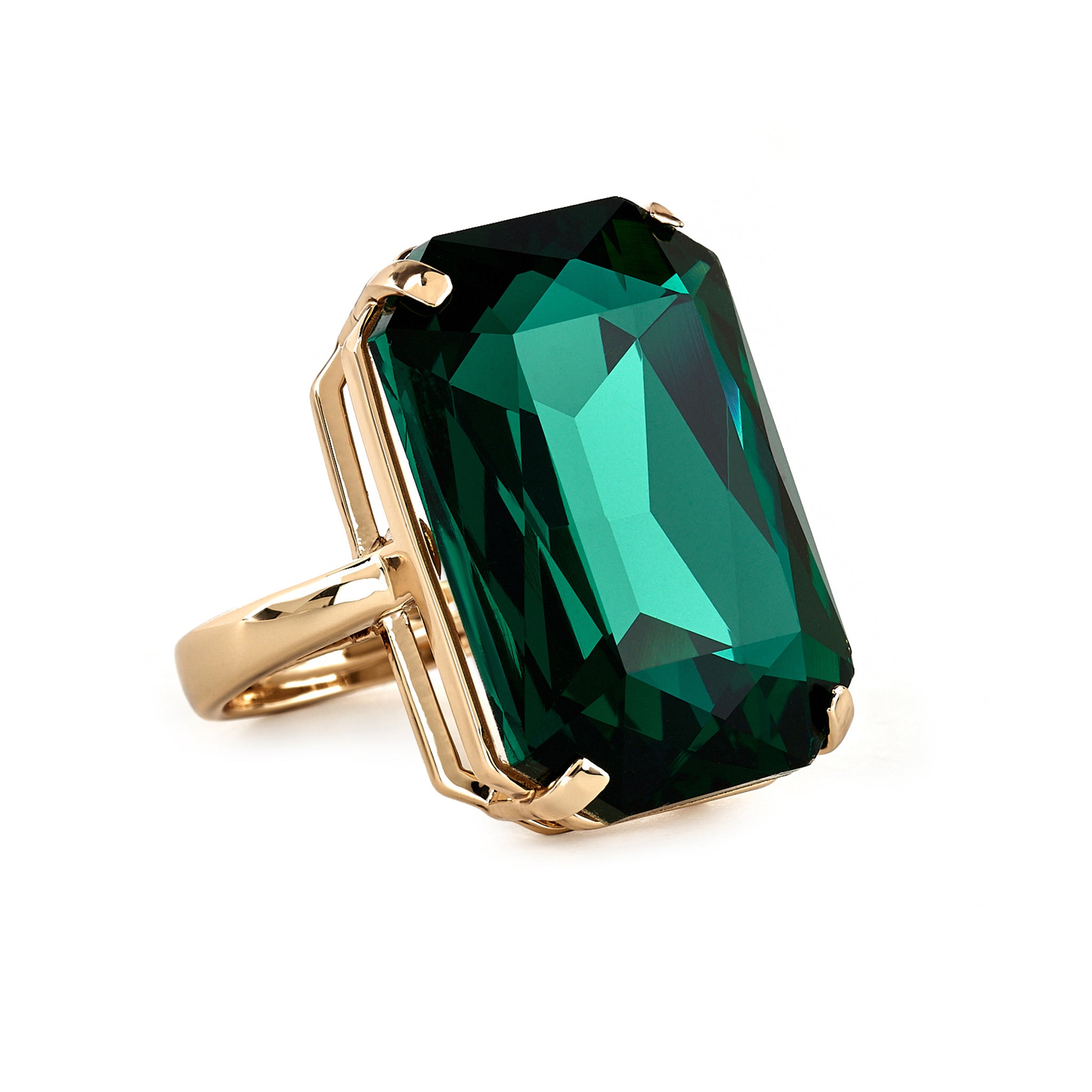 Emerald Octagon Stone Adjustable Ring