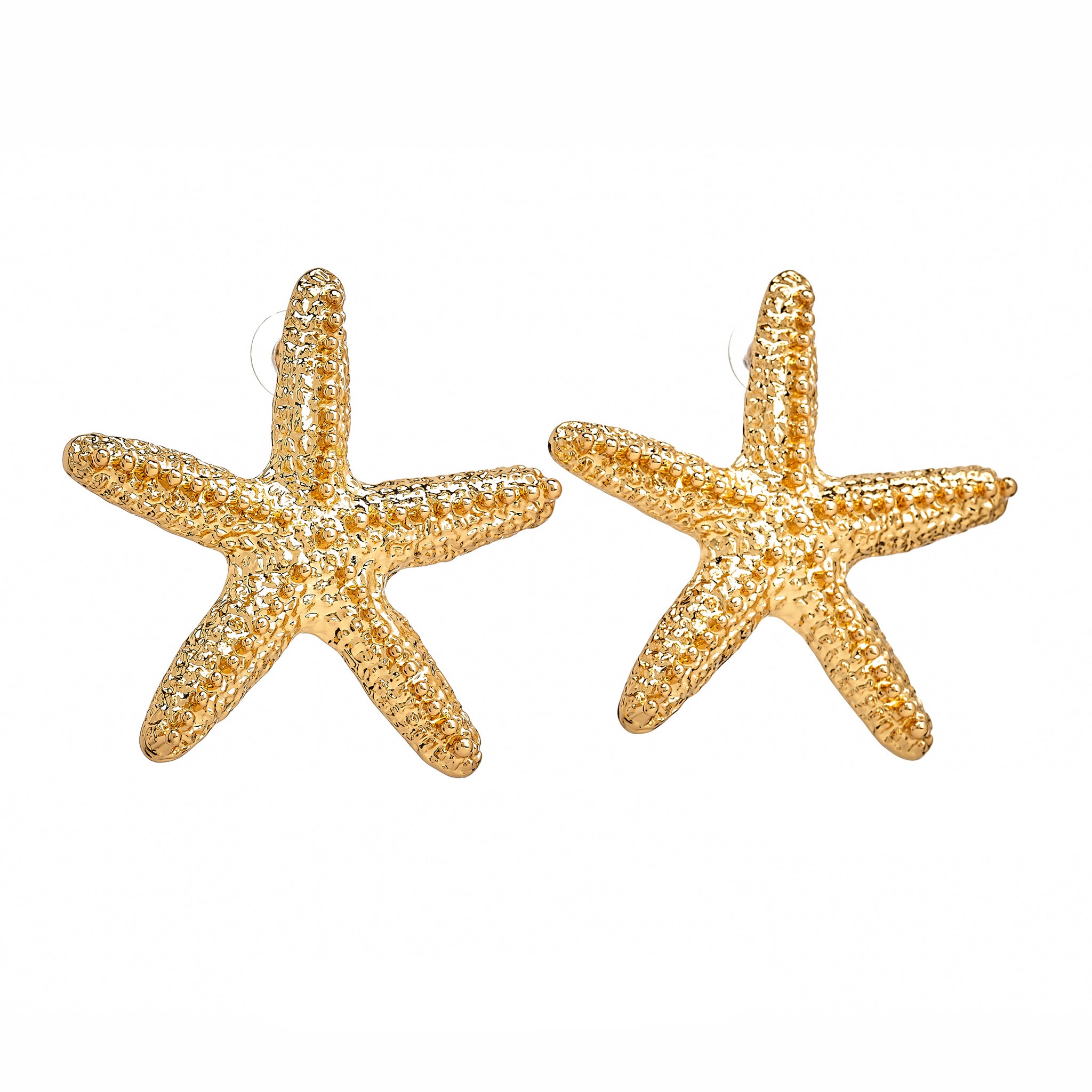 Gold Starfish Pierced Earrings