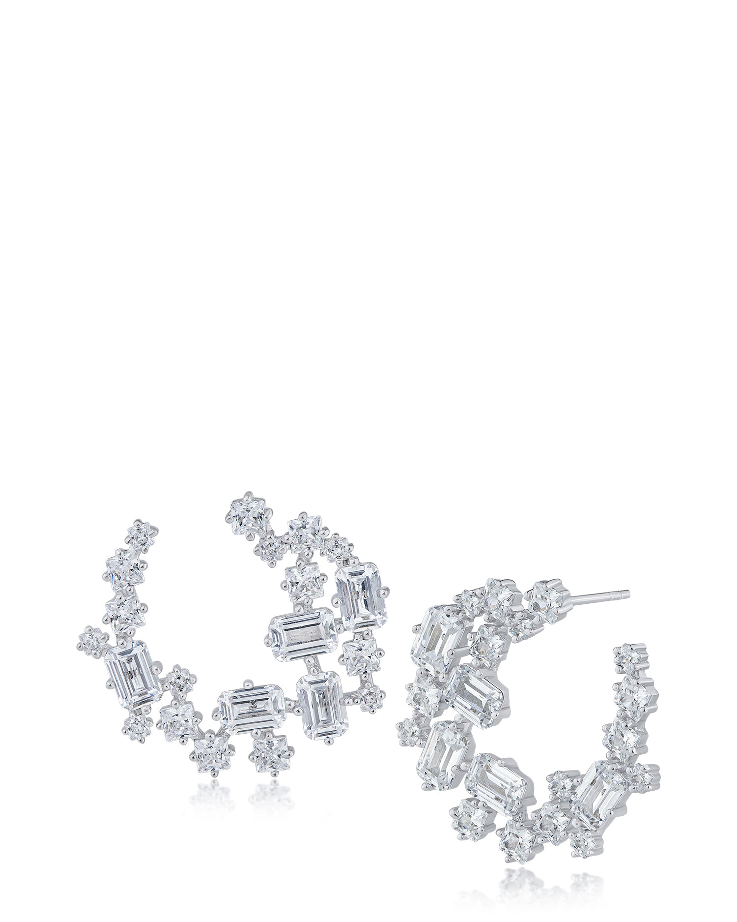 Round and Emerald CZ Earrings