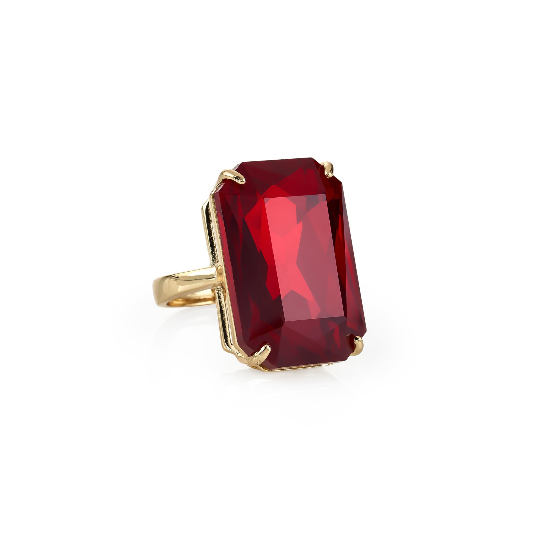 Ruby Octagon Stone Adjustable Ring