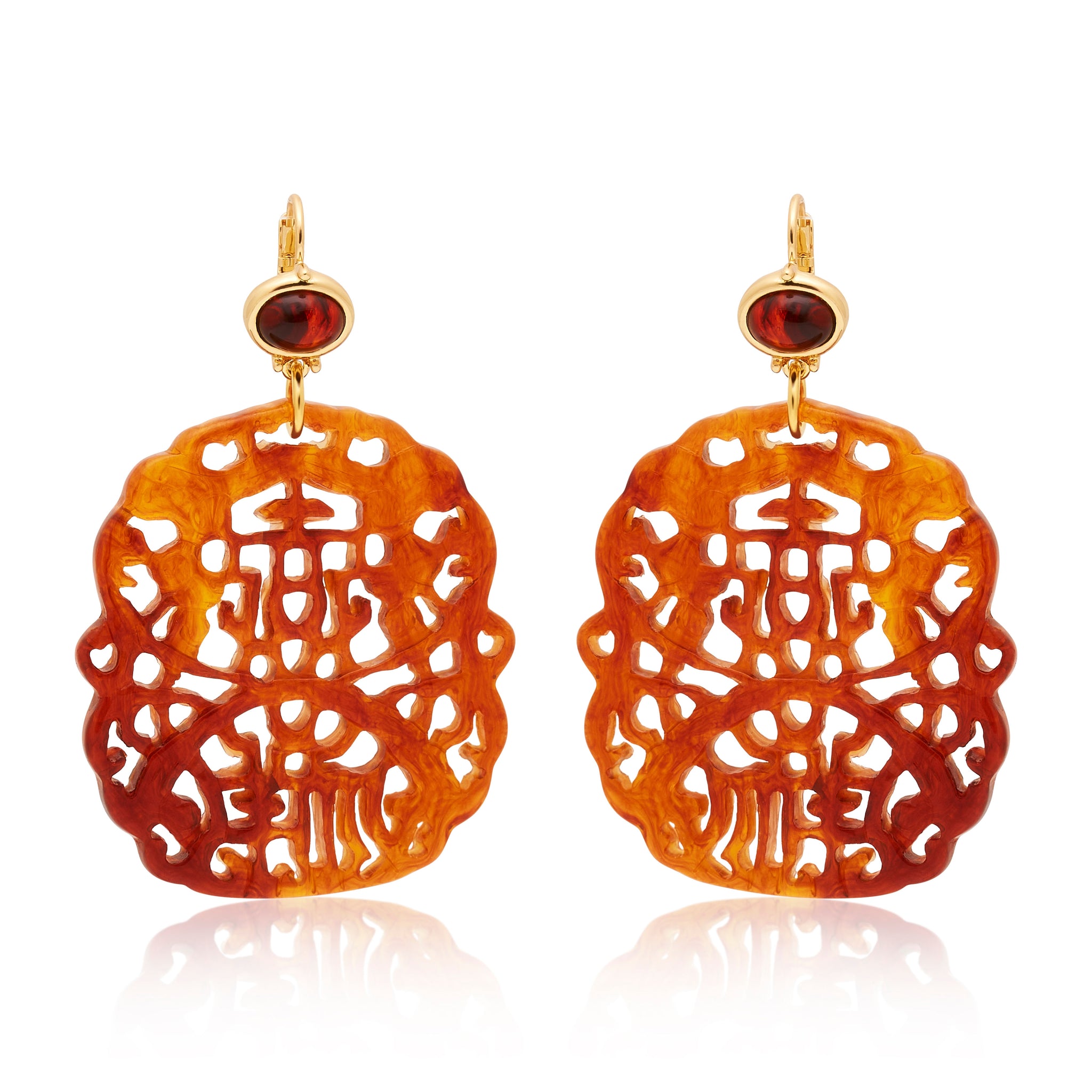 Carved Tortoise Wire Earrings