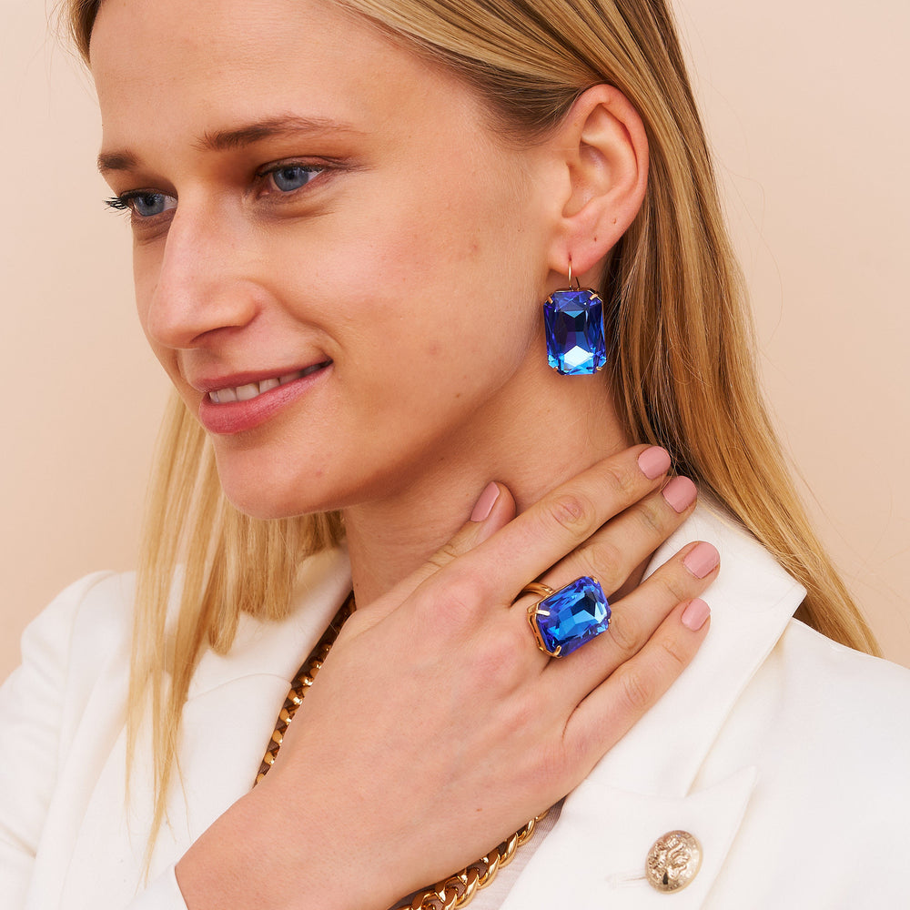 Sapphire Octagon Stone Adjustable Ring