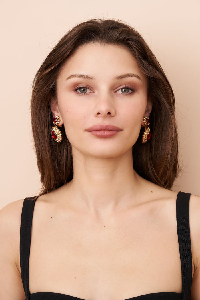 Ruby Gemstone Clip Earrings